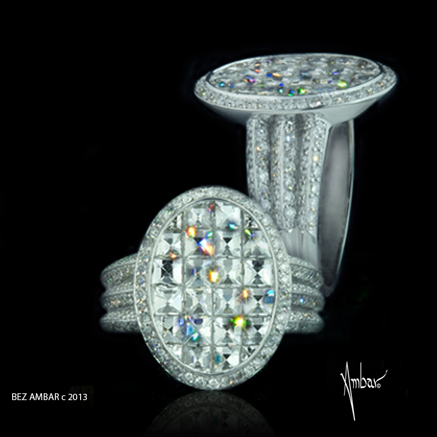 Cluster Diamond Ring - Oval Matrix