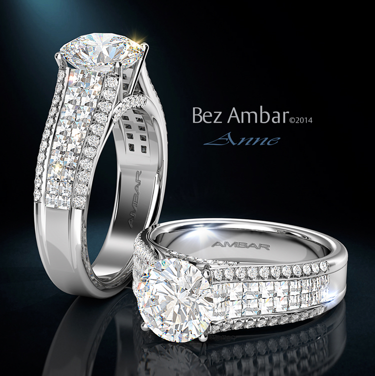 Anne Engagement Ring with Blaze and Pave Diamonds